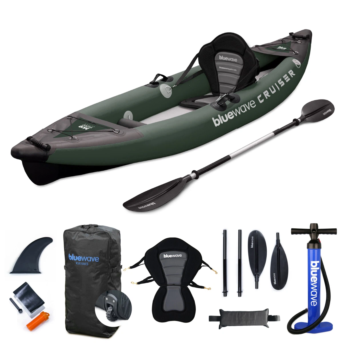 Orange Bluewave Cruiser Hybrid Single Inflatable Kayak Package